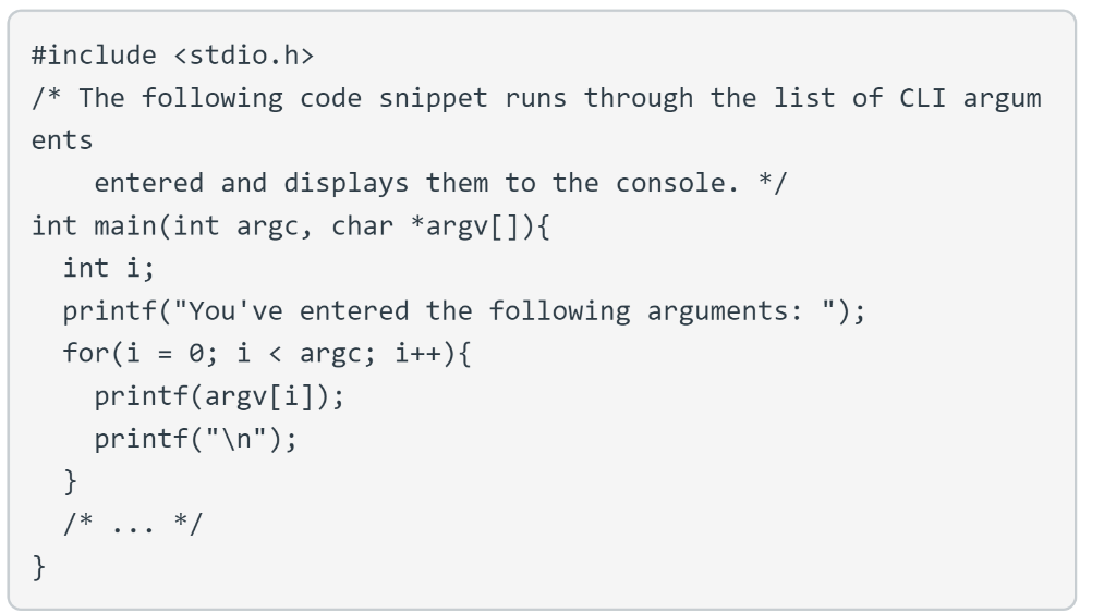 Solved #include /* The following code snippet runs through | Chegg.com
