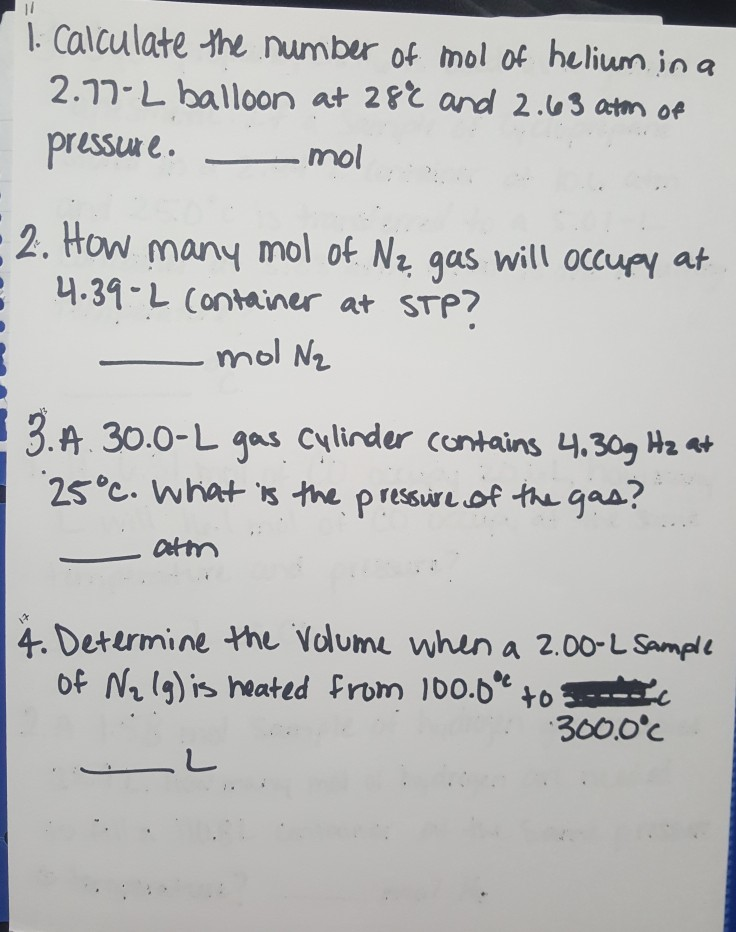 Solved l. Calculate he number of mol of helium in a 2.17-L | Chegg.com