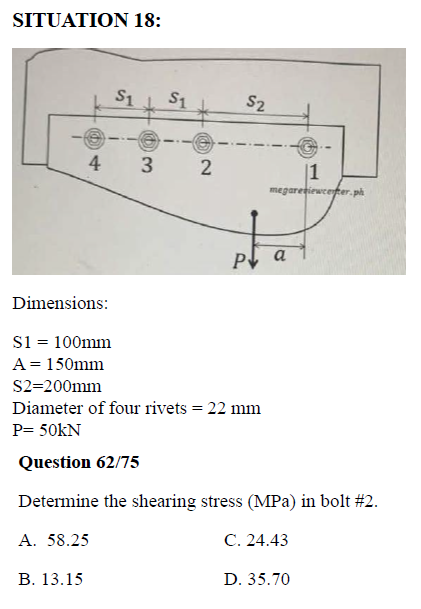Solved Dimensions:S1=100mmA=150mmS2=200mmDiameter of ﻿four | Chegg.com