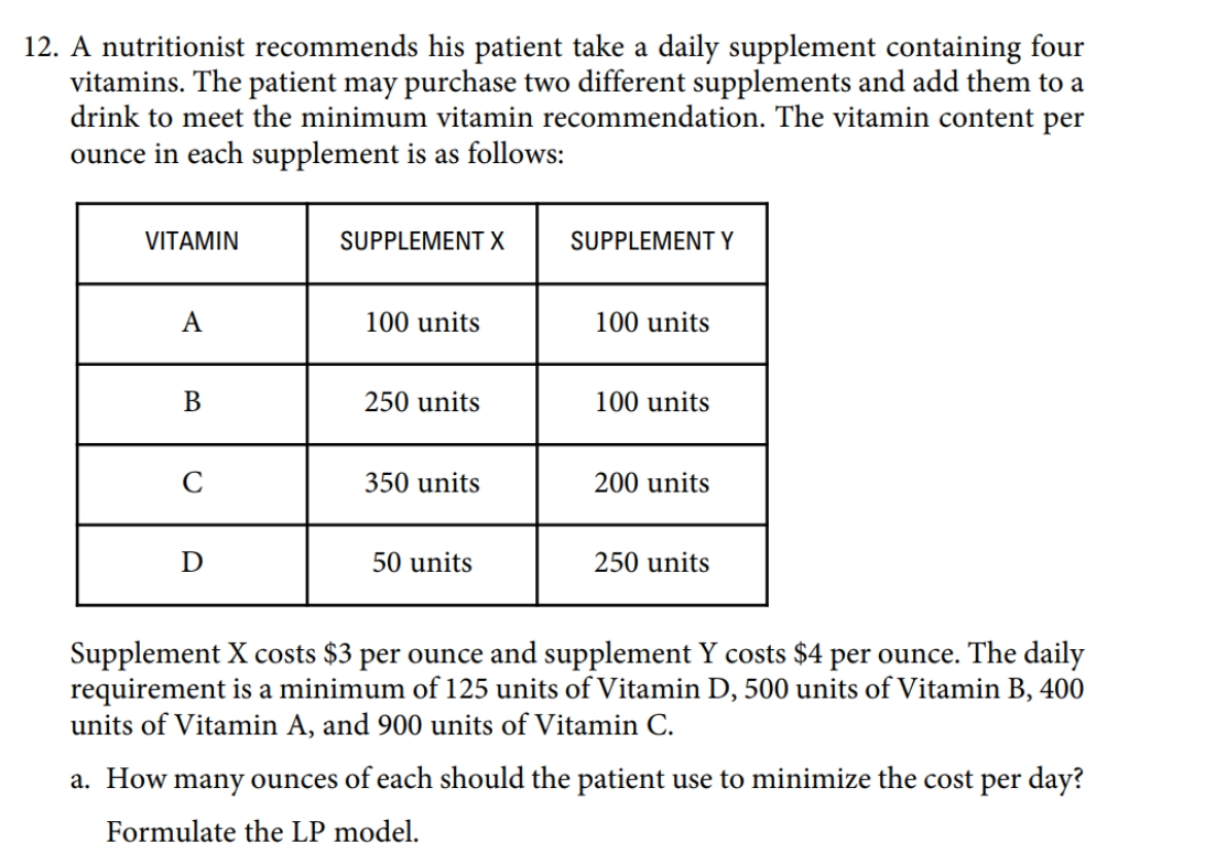 Solved Please formulate the LP model, and create a | Chegg.com