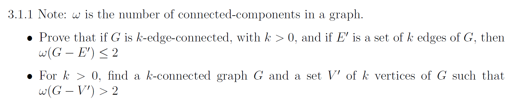 Solved 3.1.1 Note: w is the number of connected-components | Chegg.com