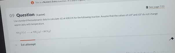 Solved 09 Question (1 point) See page 535 Use standard | Chegg.com
