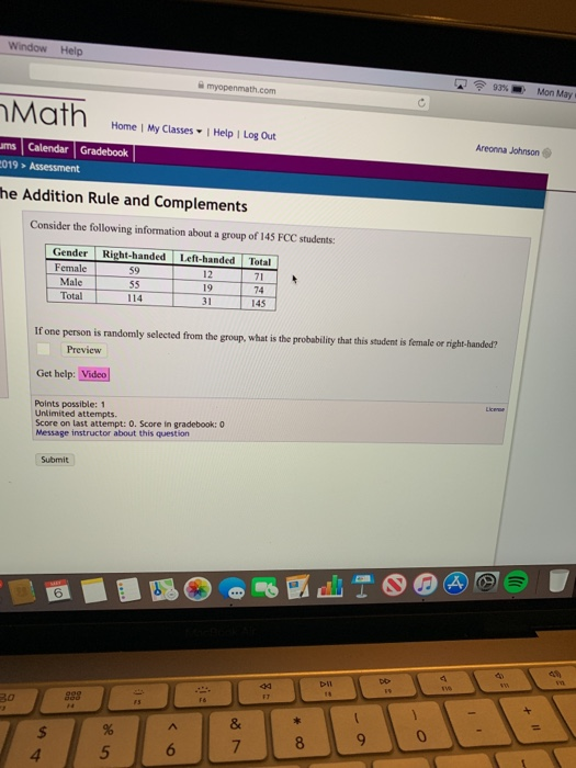 Solved Window Help 93%-, Mon Mar myopenmath.com Home | My | Chegg.com