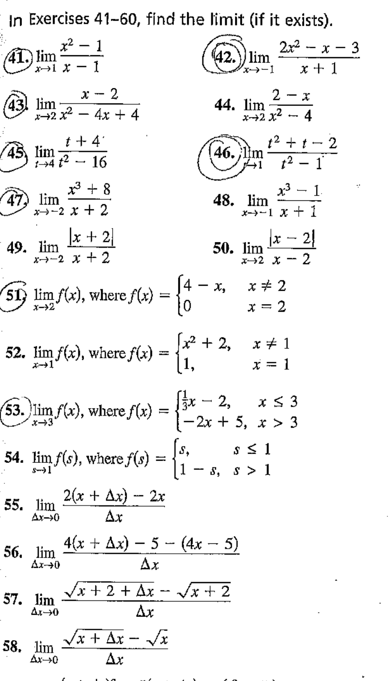 Solved Looking for answers In exercise 41-60 find the limit | Chegg.com