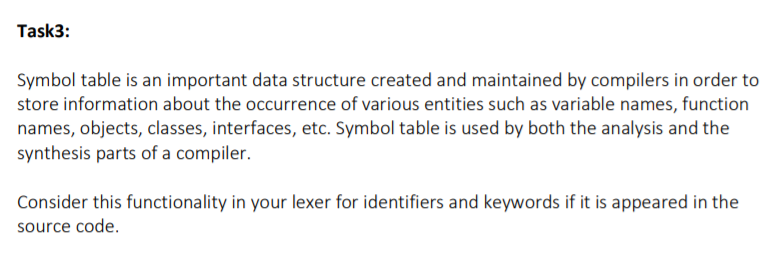 Task3: Symbol table is an important data structure | Chegg.com