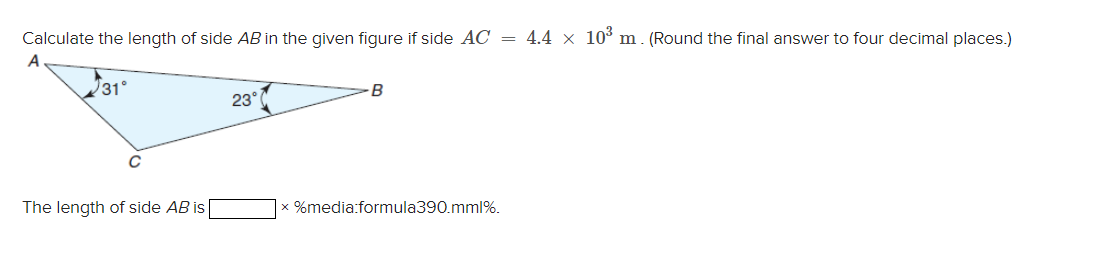 Solved Calculate the length of side AB in the given figure | Chegg.com