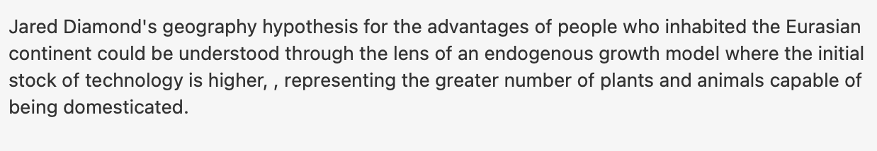 Solved Jared Diamond's geography hypothesis for the | Chegg.com