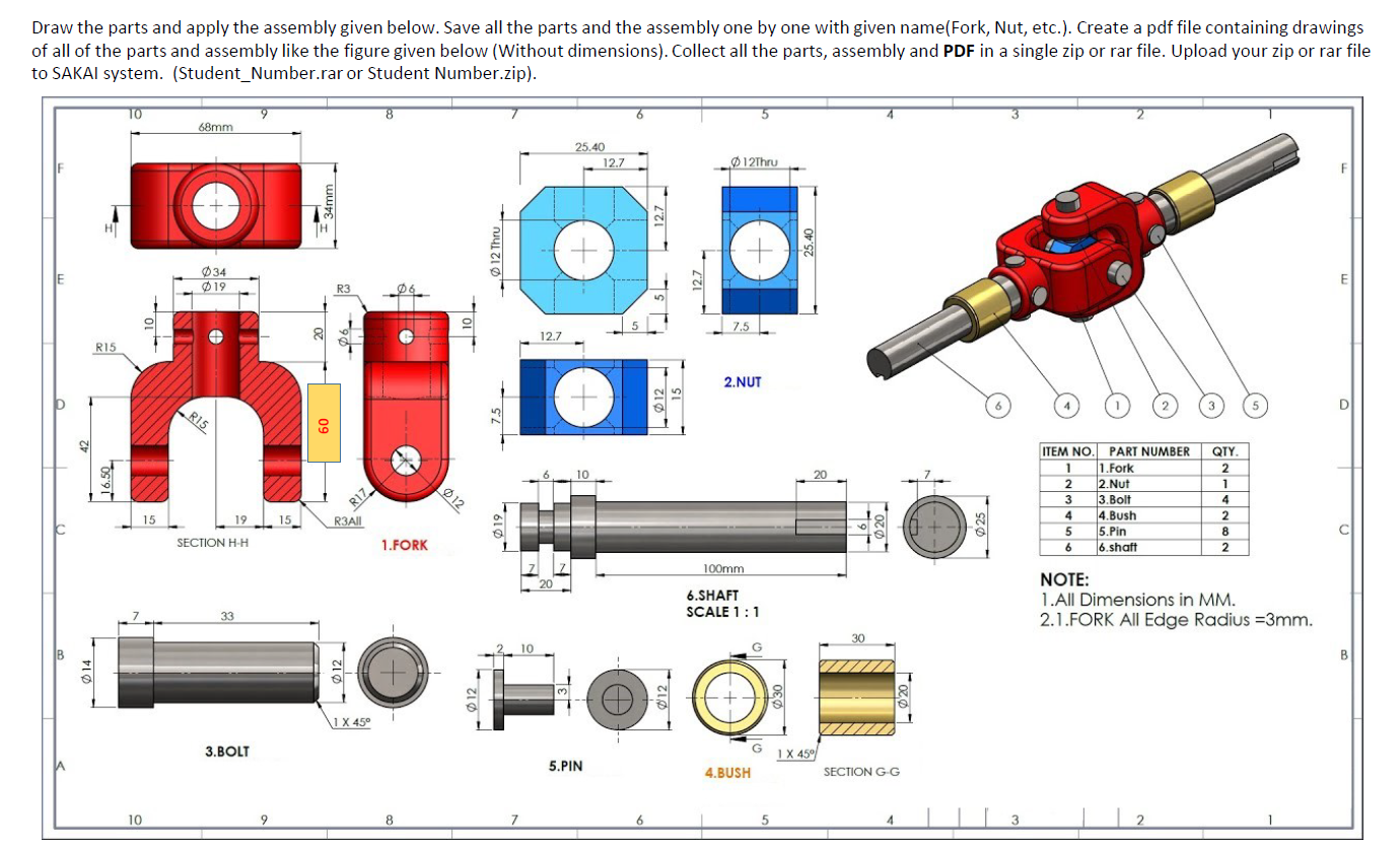 Dear Students,Draw the parts and apply the assembly | Chegg.com
