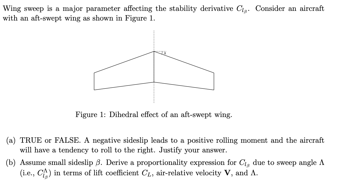 Solved Wing sweep is a major parameter affecting the | Chegg.com