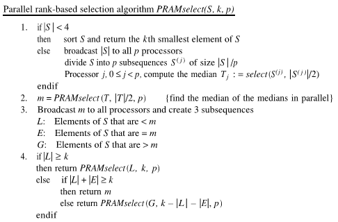 Parallel rank-based selection algorithm PRAMselect(S, | Chegg.com