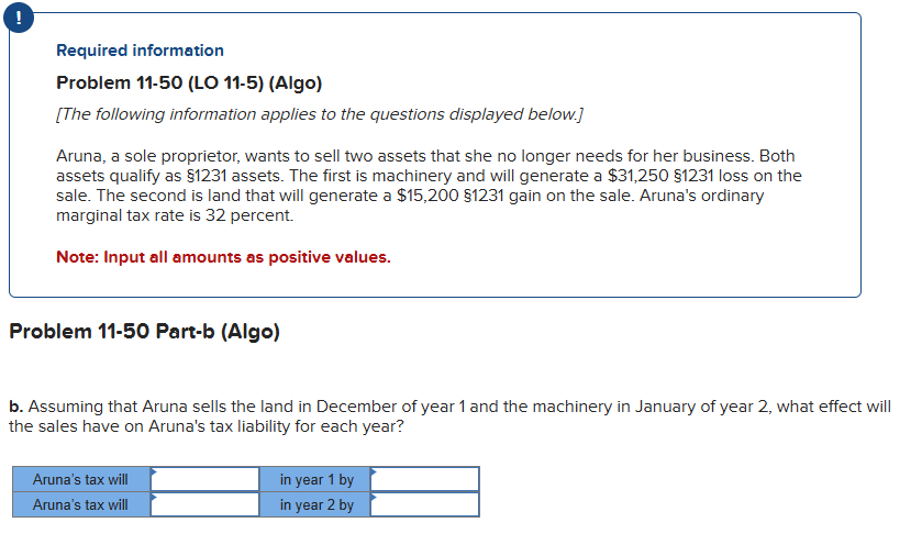 Solved \( ! \)Required informationProblem 11-50 (LO | Chegg.com