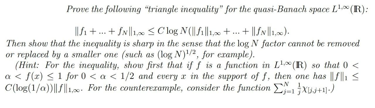 Prove the following "triangle inequality" for the | Chegg.com