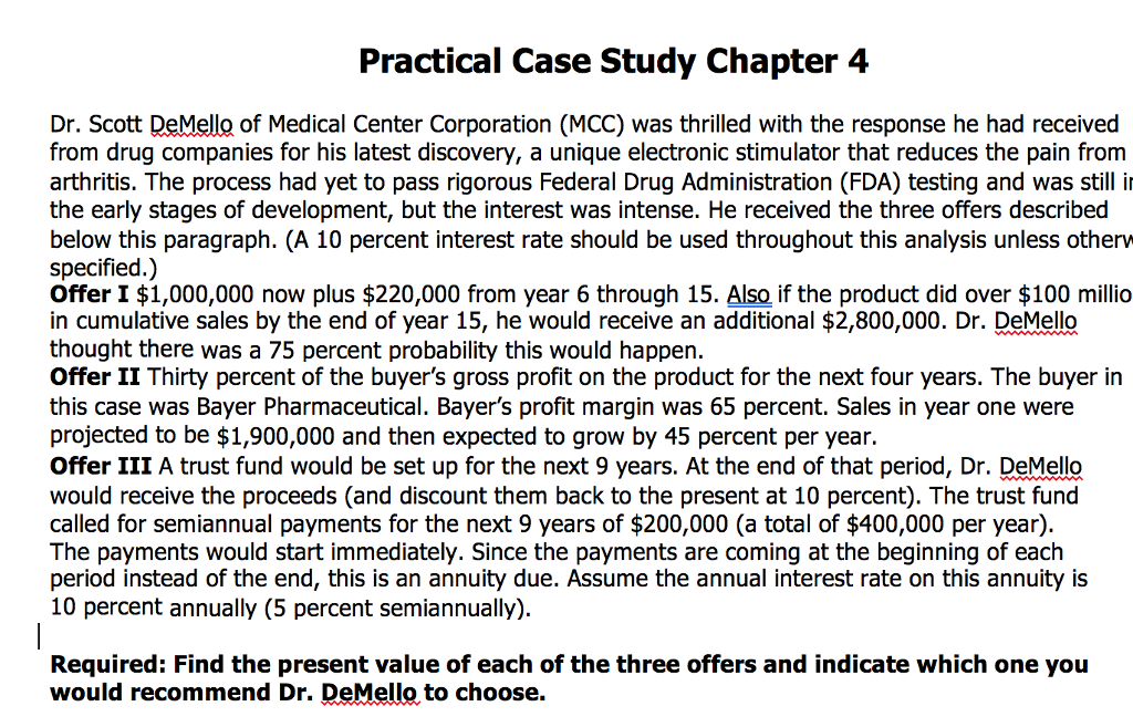 Solved Practical Case Study Chapter 4 Dr. Scott DeMello of | Chegg.com