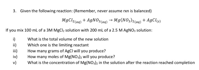 Solved If you mix 100mL of a 3M MgCl2 solution with 200mL of | Chegg.com