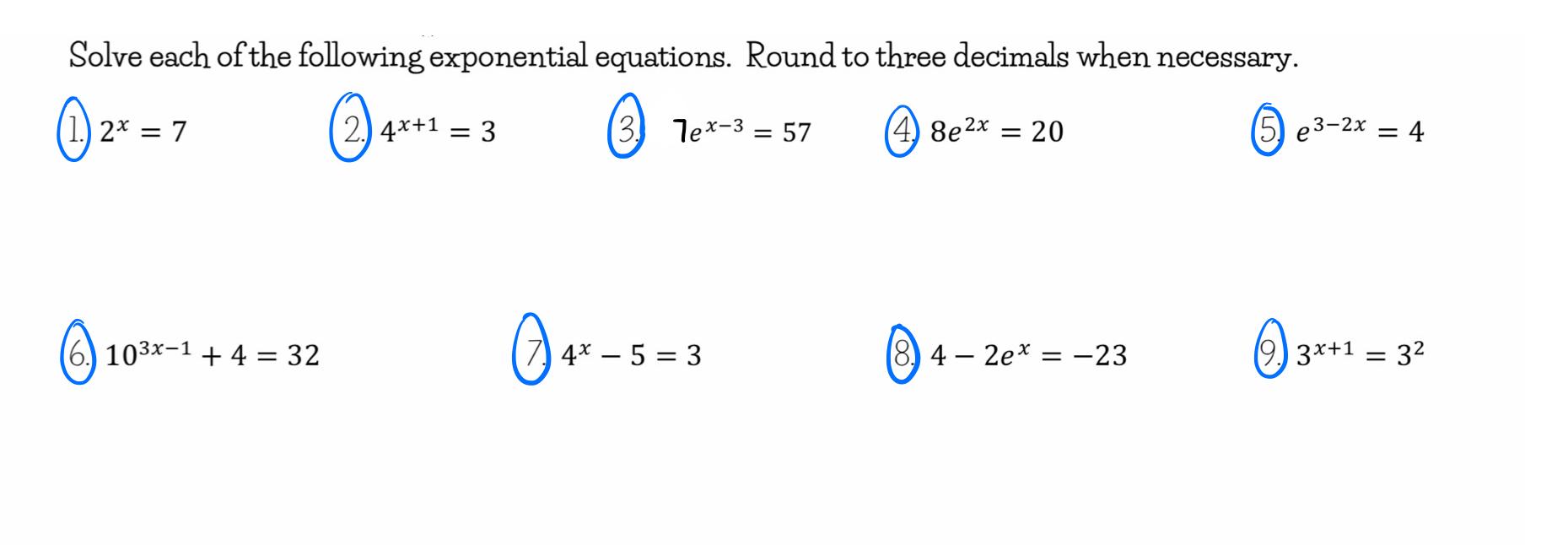 Solved Solve each of the following exponential equations. | Chegg.com