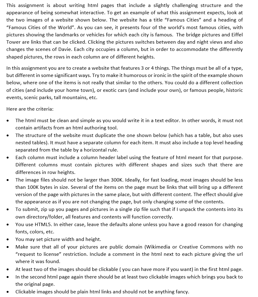 Solved This assignment is about writing html pages that | Chegg.com