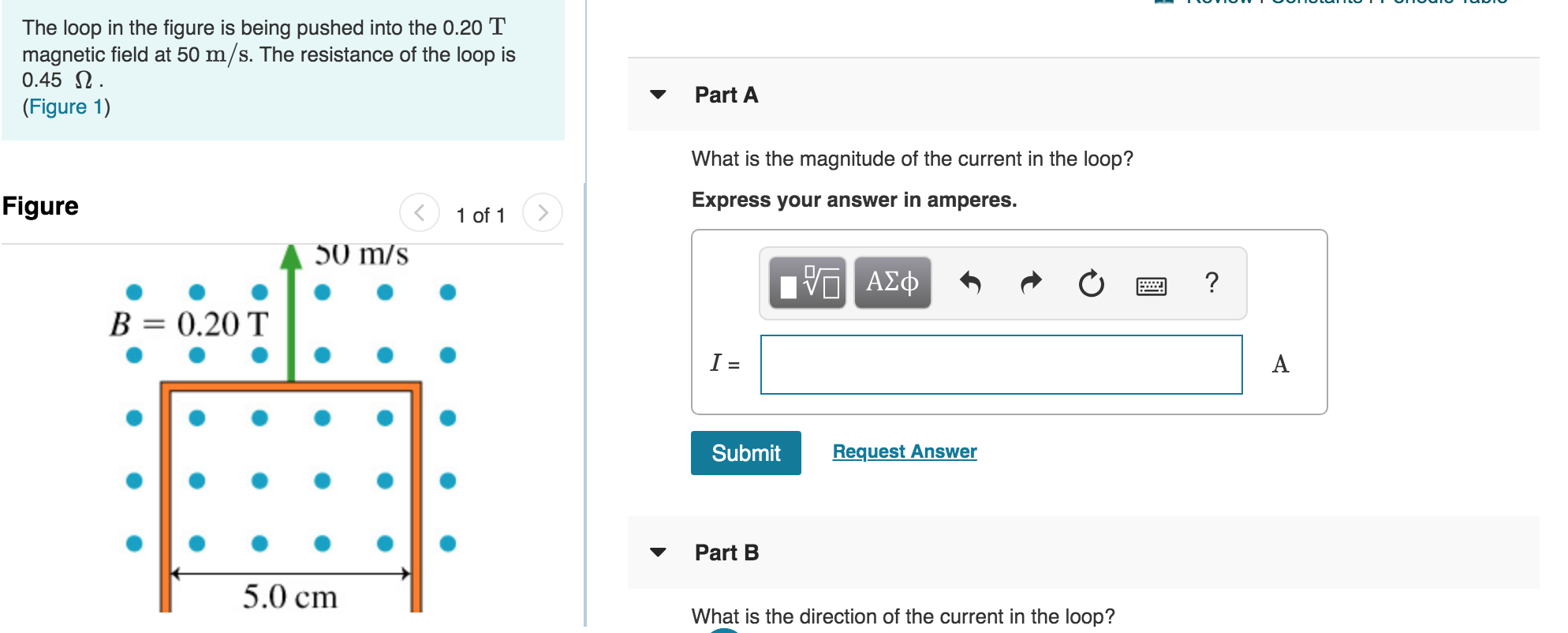 Solved The loop in the figure is being pushed into the 0.20 | Chegg.com