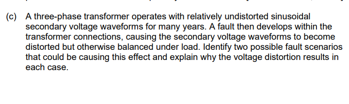 Solved (c) A three-phase transformer operates with | Chegg.com