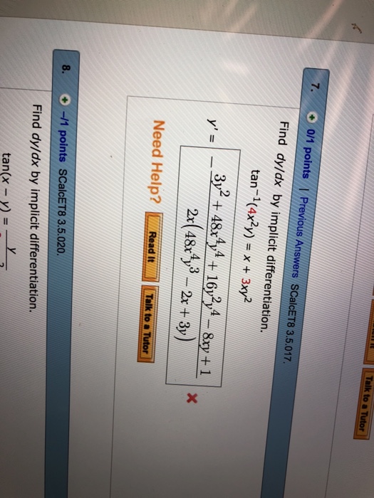 Solved 7. O 0/1 points NPrevious Answers SCalcET8 3.5.017. | Chegg.com