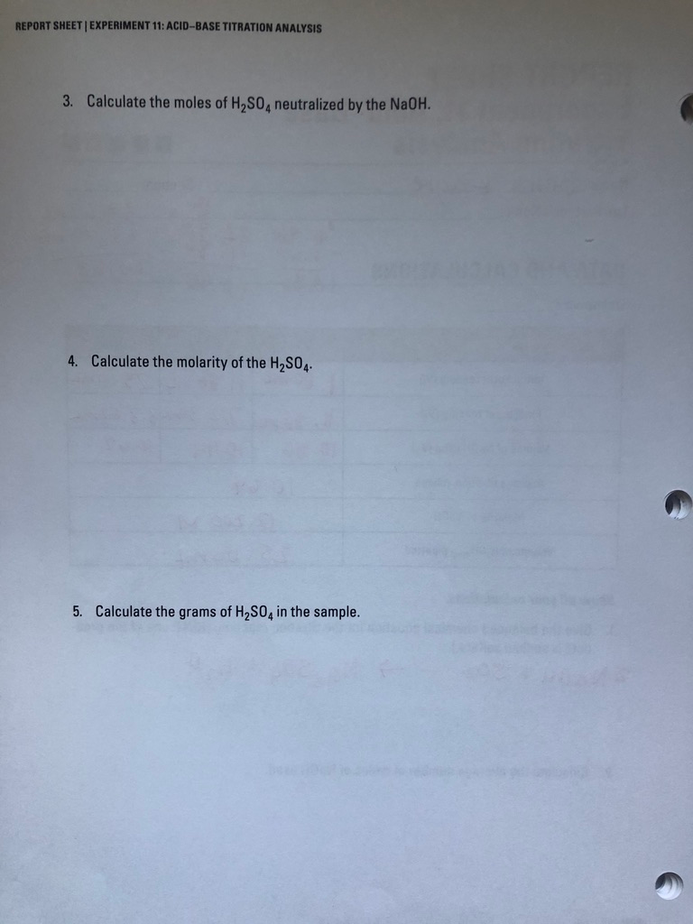 Solved REPORT SHEET Experiment 11: Acid-Base Titration | Chegg.com