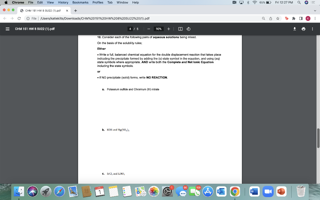 Solved • Chrome File Edit View History F Bookmarks Profiles | Chegg.com