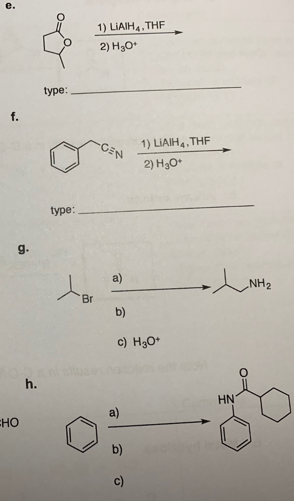 Solved 1) LiAlH4, THF O2) H30+ type: C1) LiAIH4,THF 2) H30+ | Chegg.com