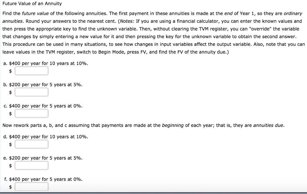 Solved Future Value of an Annuity Find the future value of | Chegg.com