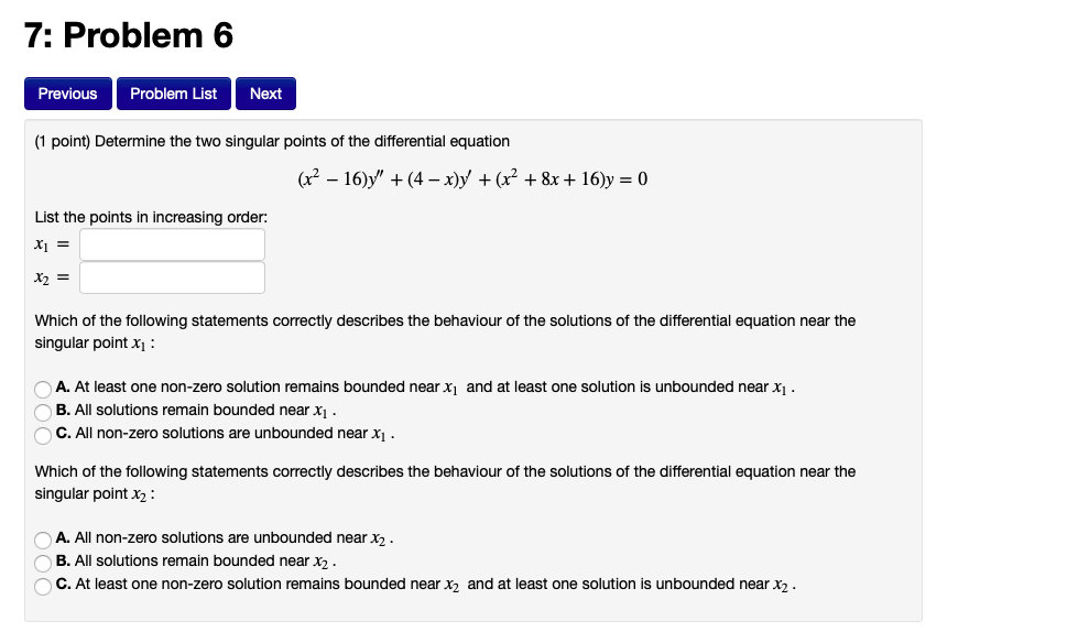 Solved 7: Problem 6 Previous Problem List Next (1 point) | Chegg.com