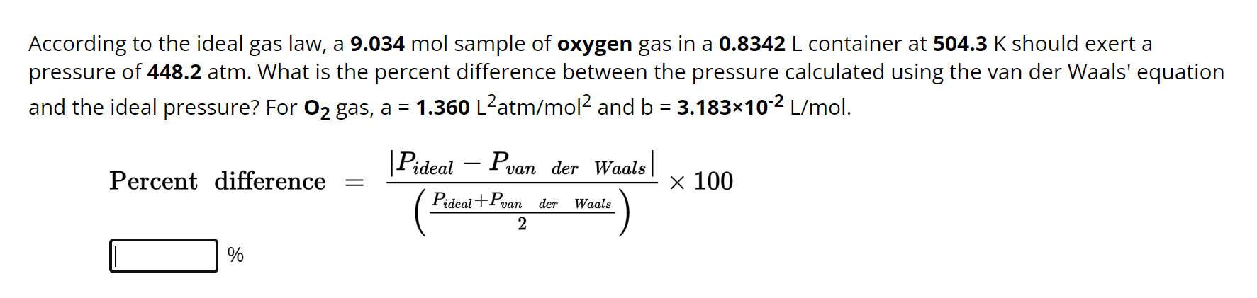 Solved According to the ideal gas law, a 1.091 mol sample of | Chegg.com