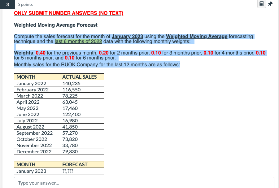 Solved 5 Points Only Submit Number Answers No Text 