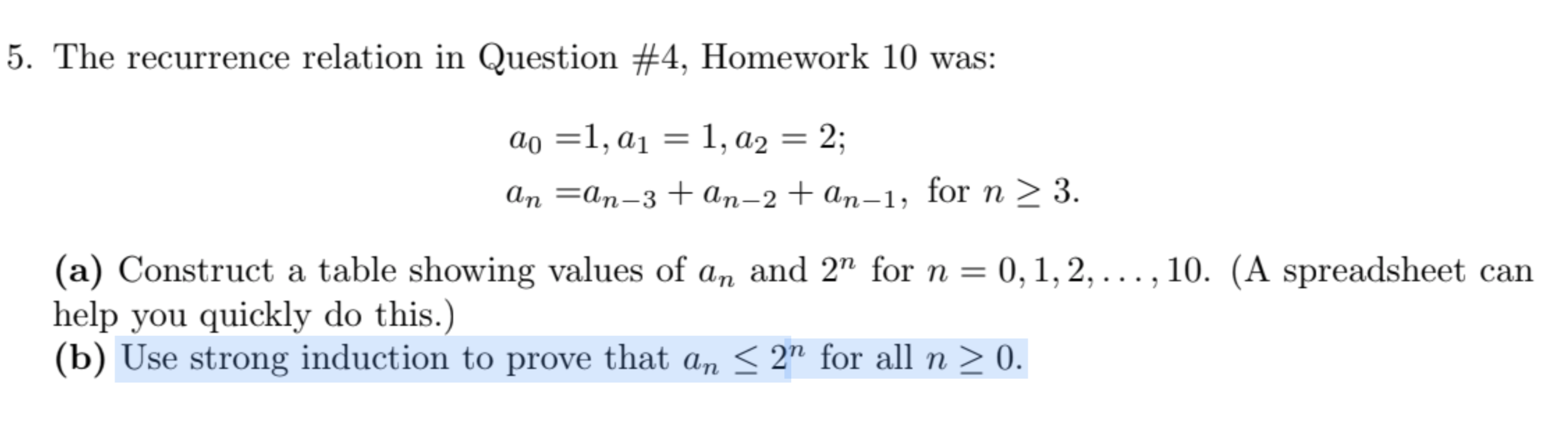 Solved 5 The Recurrence Relation In Question 4 Homework 9928
