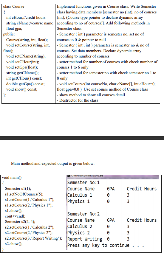 Solved Class Course Implement Functions Given In Course 4664