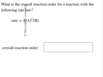 Solved What is the overall reaction order for a reaction | Chegg.com