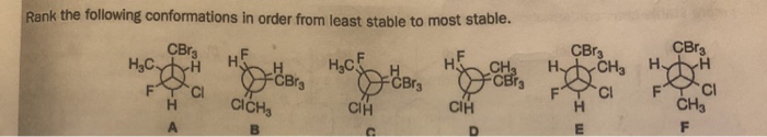 Solved CBr3 CBr3 Rank the following conformations in order | Chegg.com