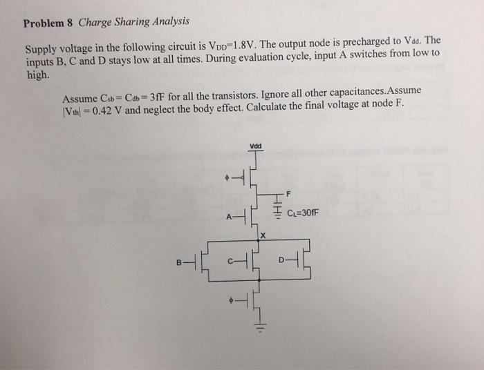Problem 8 Charge Sharing Analysis Supply voltage in | Chegg.com