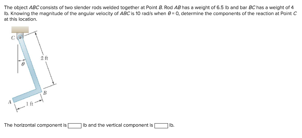 Solved The object ABC consists of two slender rods welded | Chegg.com