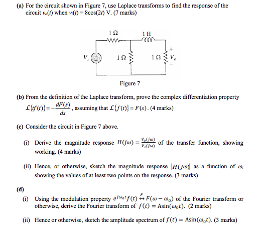 Solved (a) For the circuit shown in Figure 7, use Laplace | Chegg.com
