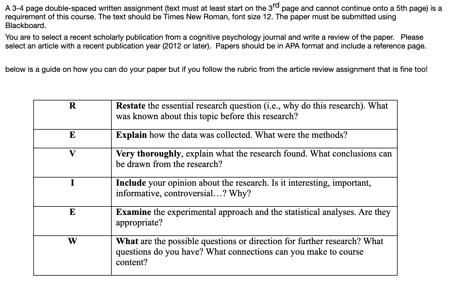 A 3-4 page double-spaced written assignment (text | Chegg.com
