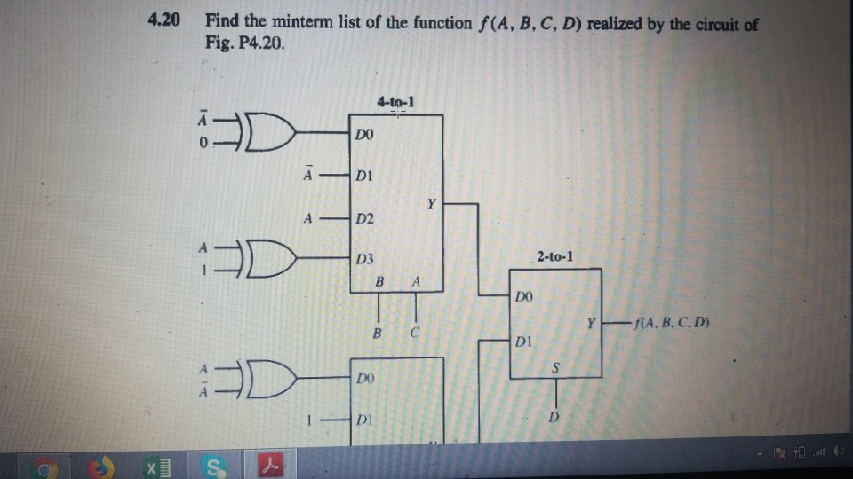 Solved 4.20 Find the minterm list of the function f(A, B, C, | Chegg.com