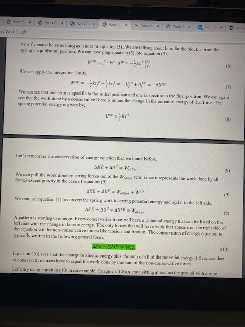 non conservative forces equation