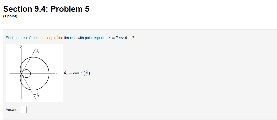 Solved Section 9.4: Problem 5 (1 point) Find the area of the | Chegg.com