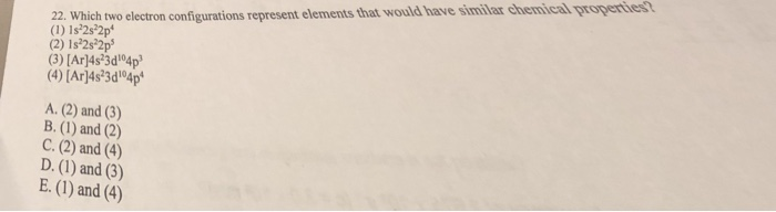 Solved propertiest two electron configurations represent | Chegg.com