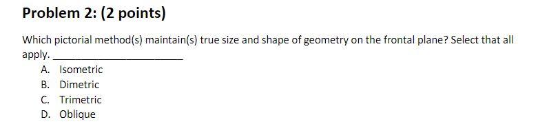 Solved Problem 2: (2 points) Which pictorial method(s) | Chegg.com