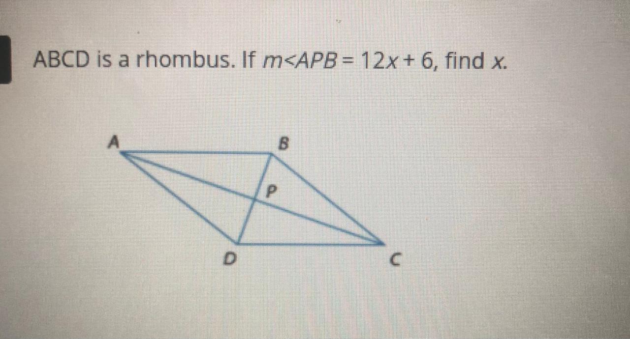 Solved ABCD is a rhombus. If m | Chegg.com
