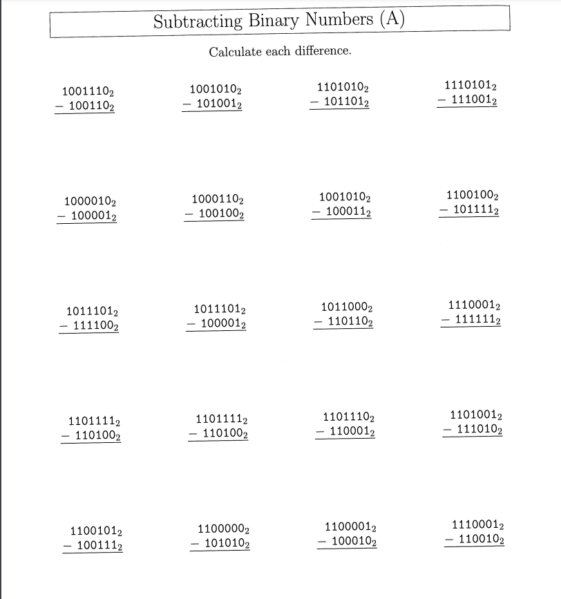 Solved Adding Binary Numbers (A) Calculate each sum. | Chegg.com