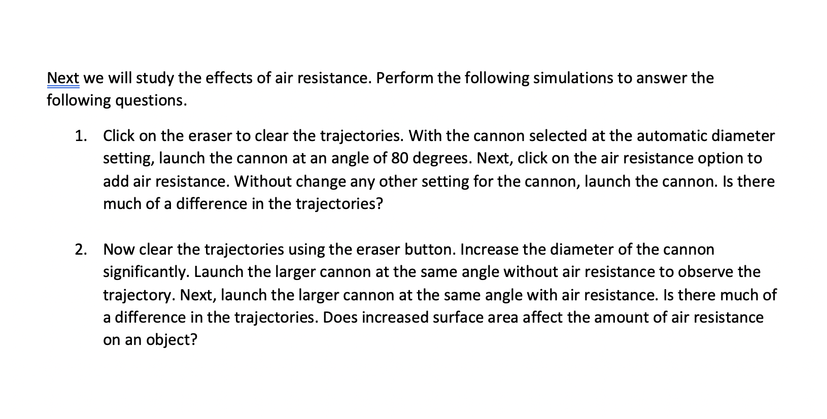 Solved Projectile Motion Lab Handout Click on the | Chegg.com