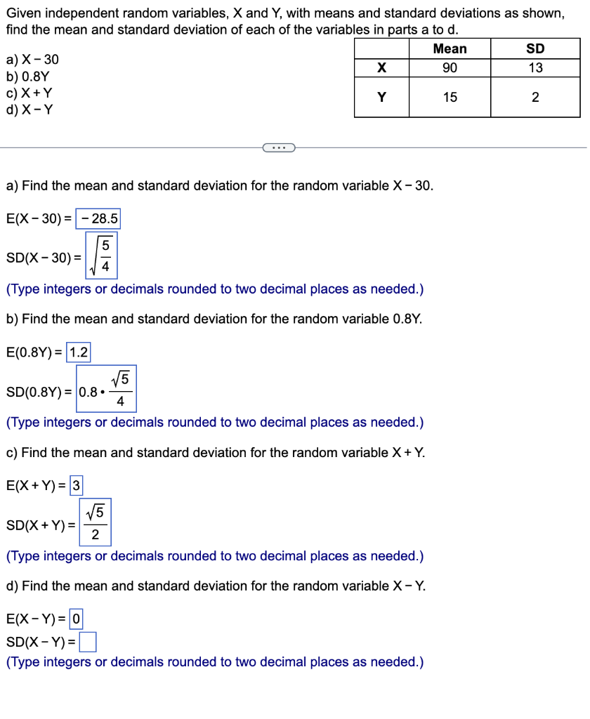 Solved Given Independent Random Variables X And Y With 2334