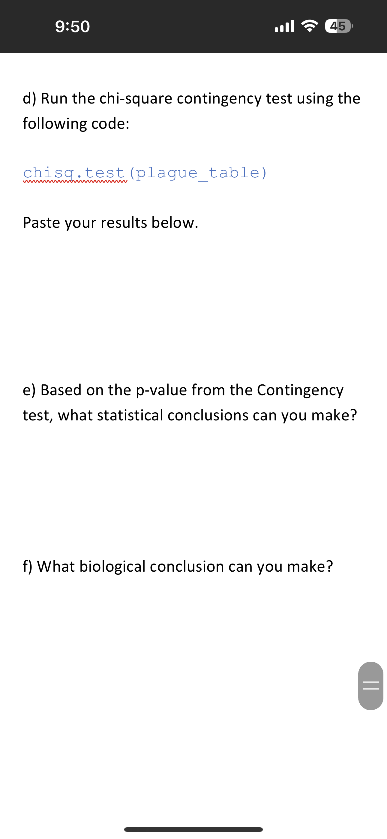 Solved 4. A contingency test estimates and tests for an | Chegg.com