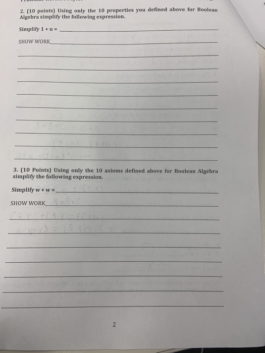 Solved 2. (10 points) Using only the 10 properties you | Chegg.com