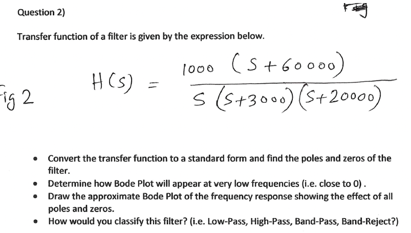 Solved Transfer function of a filter is given by the | Chegg.com